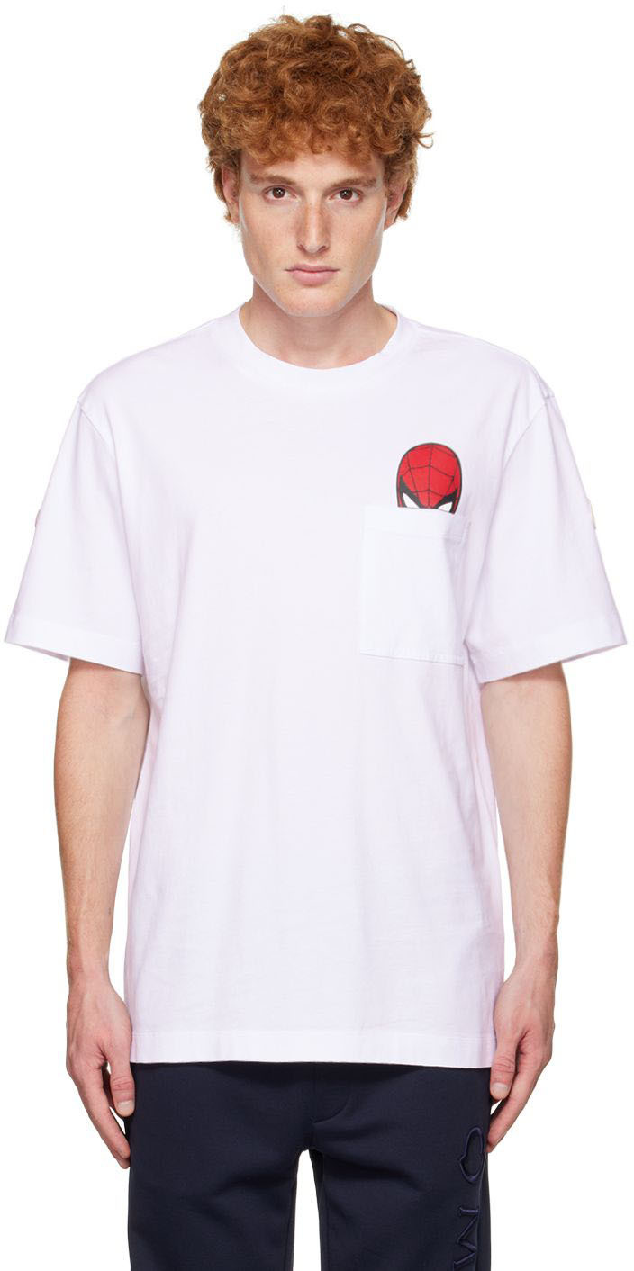 Moncler White Spider-Man Motif T-Shirt - 001 White | Editorialist
